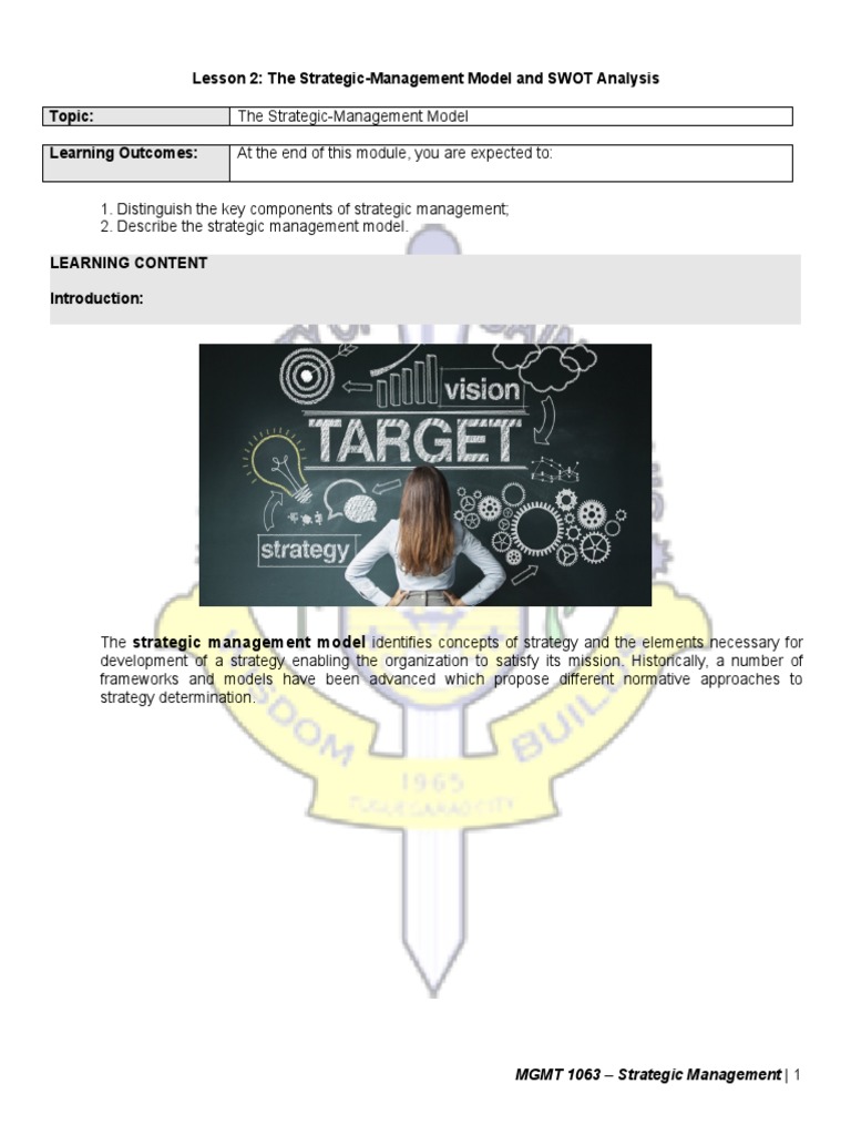 MGMT 1063 - Strama Module 2 | PDF | Swot Analysis | Strategic Management