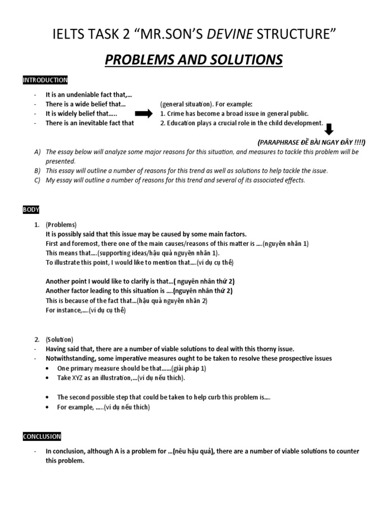Ielts Task 2 Problem Solution Pro Version | PDF