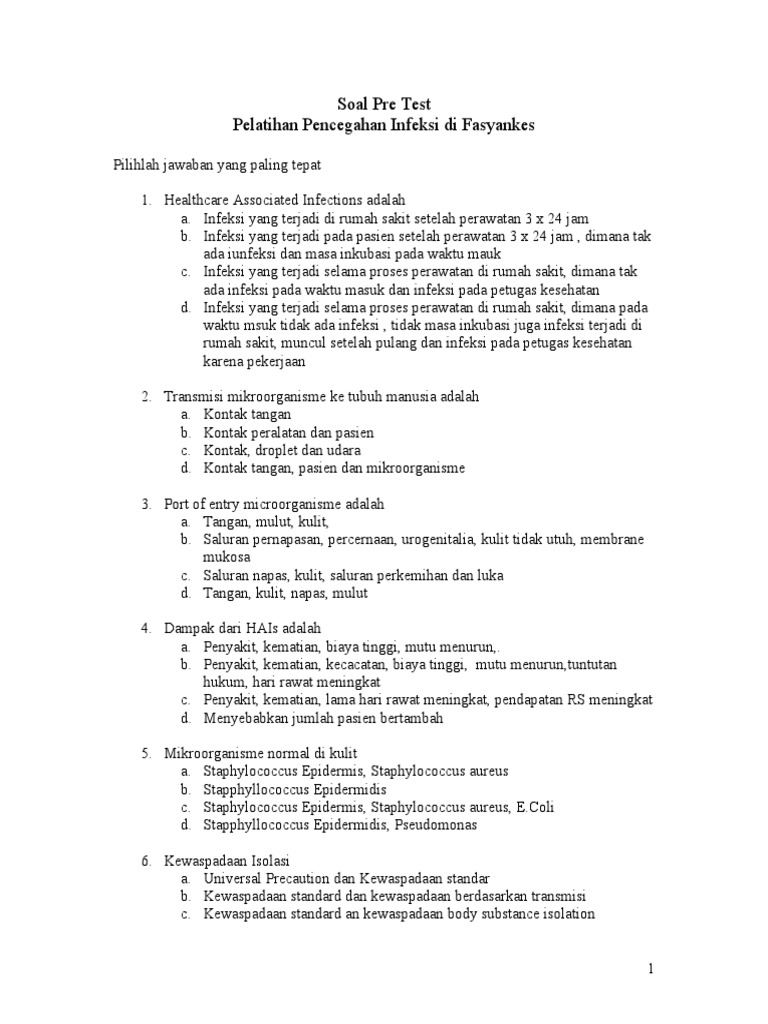 Soal Pre Test PPI Dasar | PDF