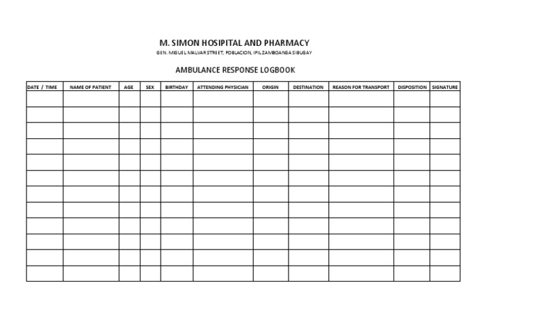 Ambulance Logbook | PDF