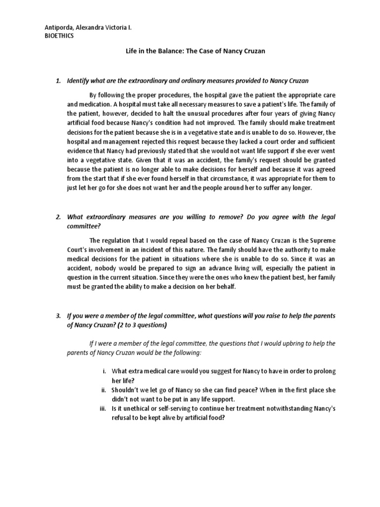 The Case of Nancy Cruzan (ANTIPORDA) | PDF | Patient | Justice
