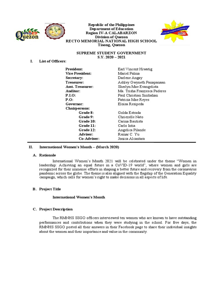 Accomplishment Report (International Women's Month) | PDF | Government