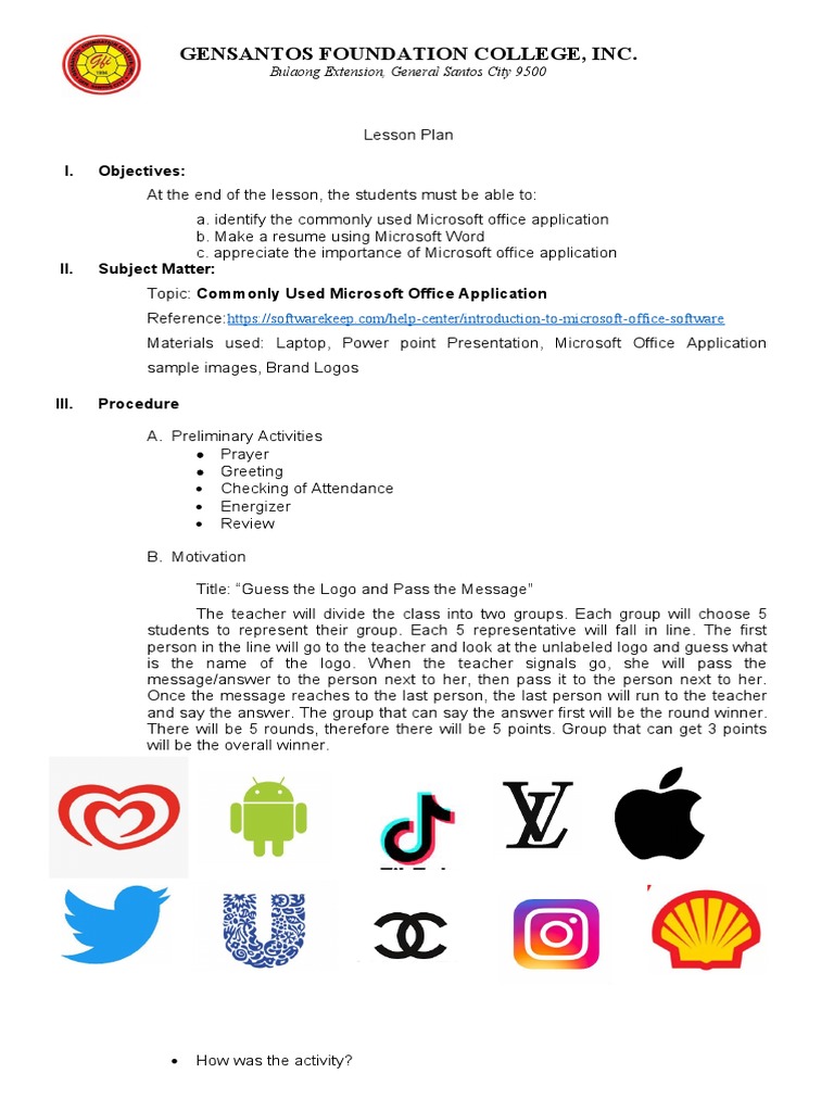 Lesson-plan-MS-OFFICE | PDF | Résumé | Microsoft Excel