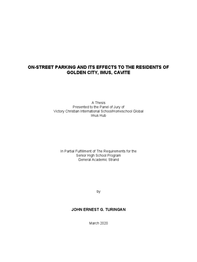 2 Sample SHS G11 Research Paper by Turingan, John | PDF | Parking | Traffic