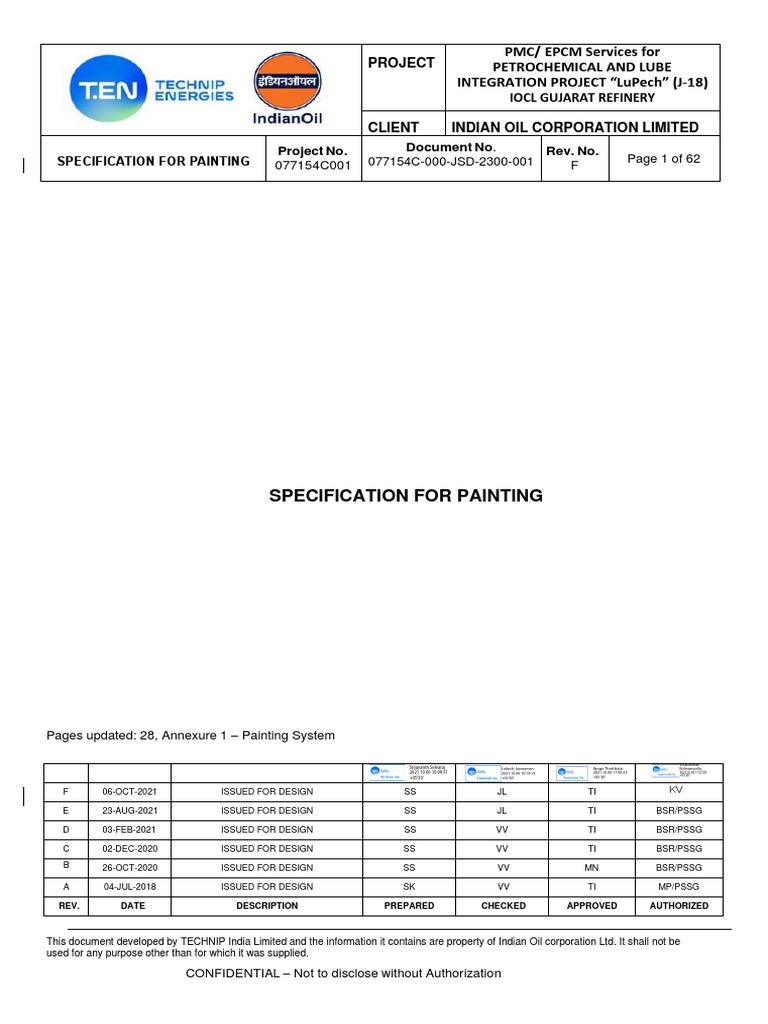 IOCL Painting Specification for LuPech Project | PDF | Specification ...