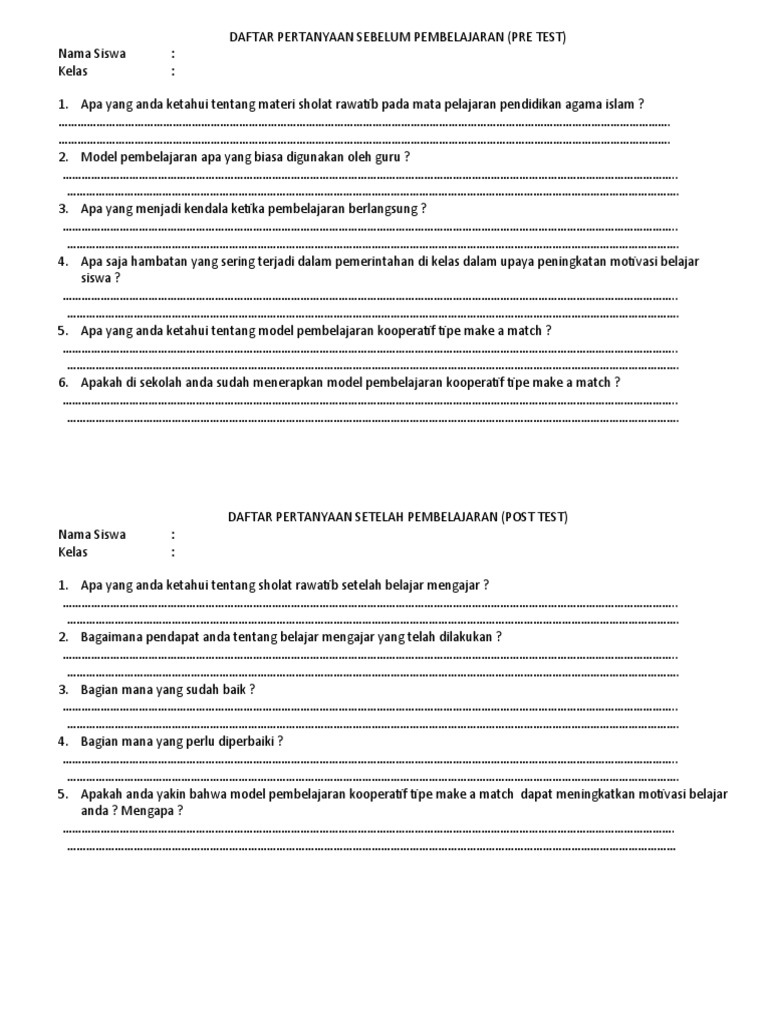 Bagi 'Pre Test | PDF