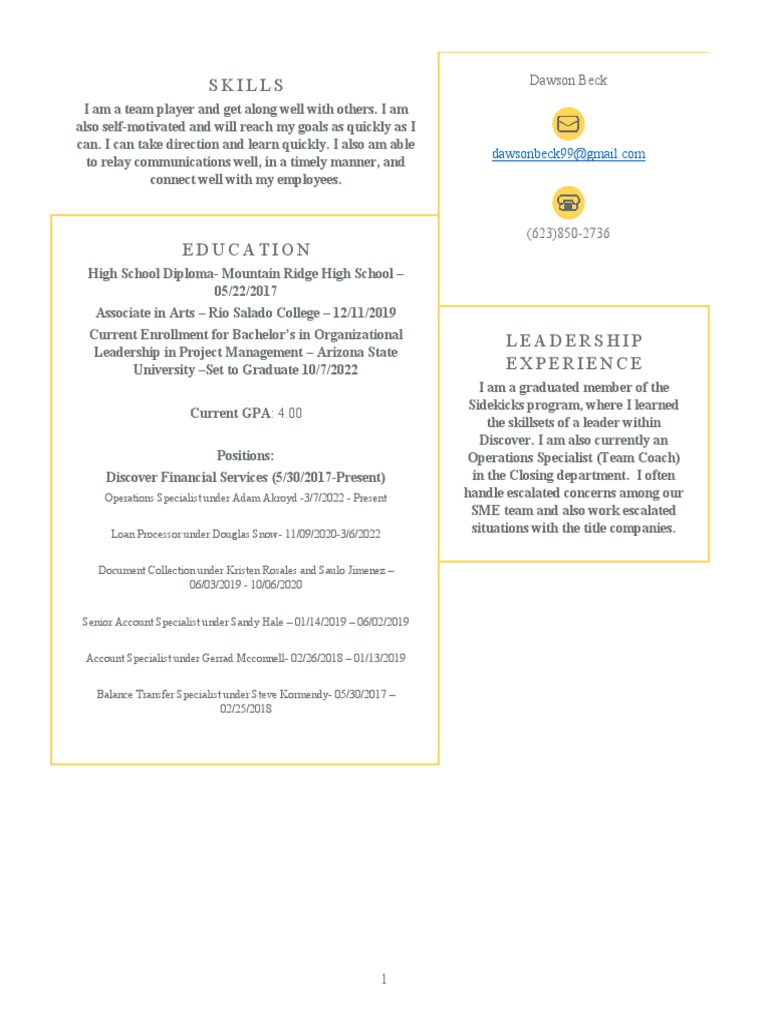 Dawson Beck Resume | PDF | Career & Growth