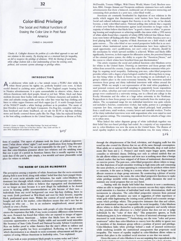 Color Blind Privilege-1 | PDF