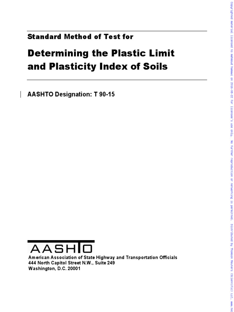 Aashto T90-15 | Download Free PDF | Applied And Interdisciplinary ...