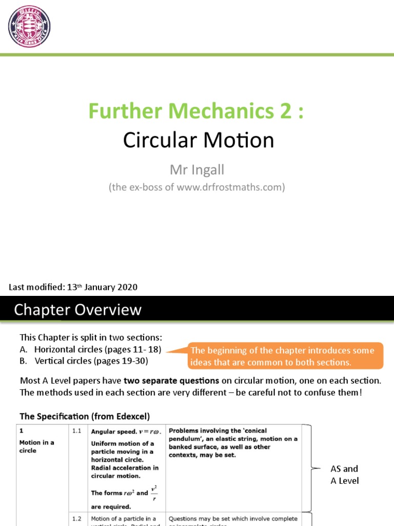 A Level Circular Motion Mechanics Guide | PDF | Acceleration | Force
