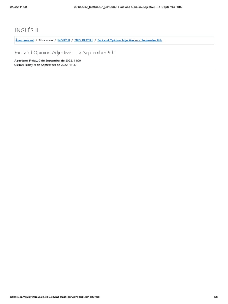 Fact and Opinion Adjective - September 9th | PDF | Grammar | Cognitive ...