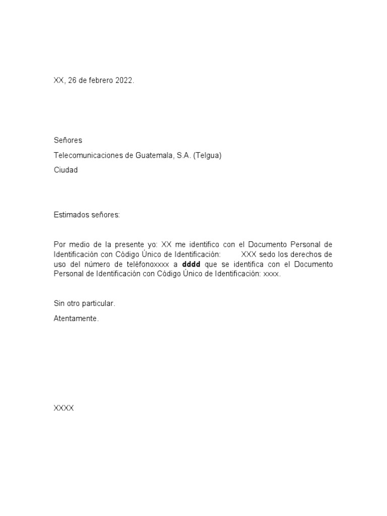 Carta Telgua | PDF | Finanzas y dinero | Derecho