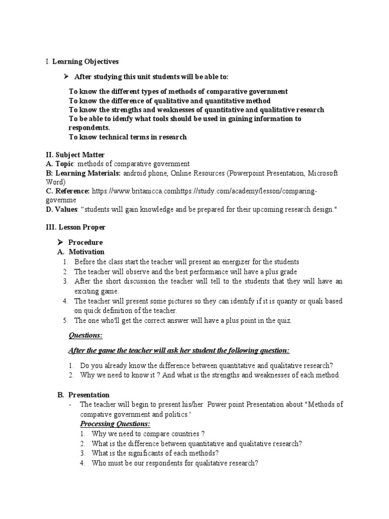 Demo Teaching Lesson Plan | PDF | Teachers | Qualitative Research