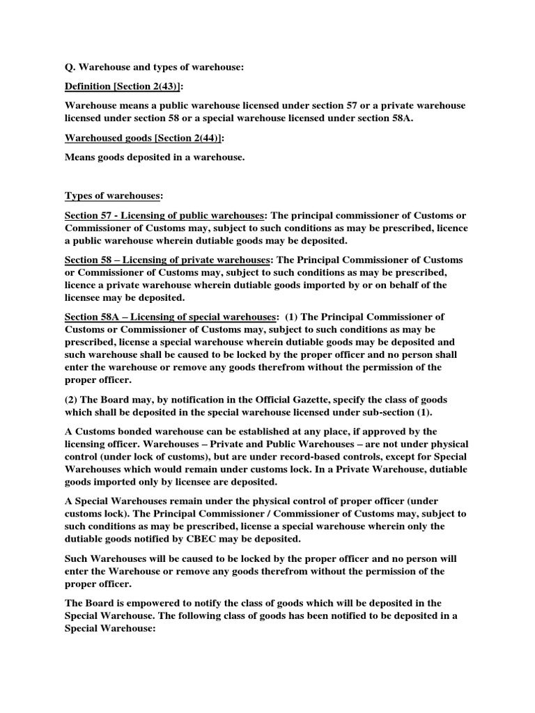 Understanding India's Customs Warehouse Regulations and Procedures for ...