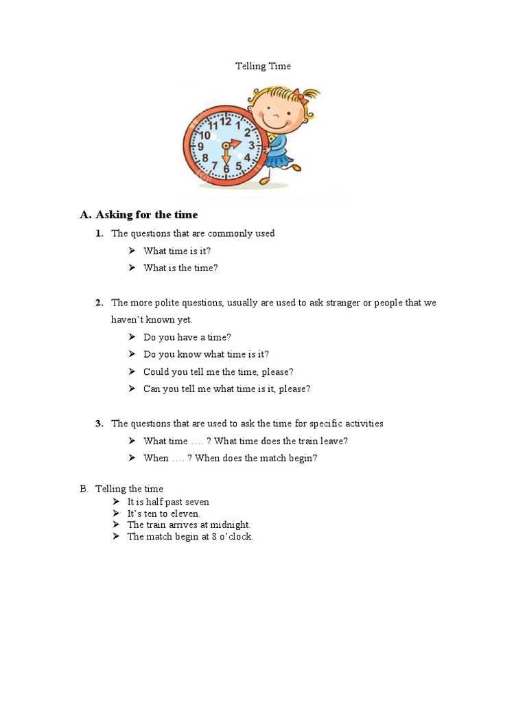 How to Ask and Tell Time in English | PDF | Human–Computer Interaction ...