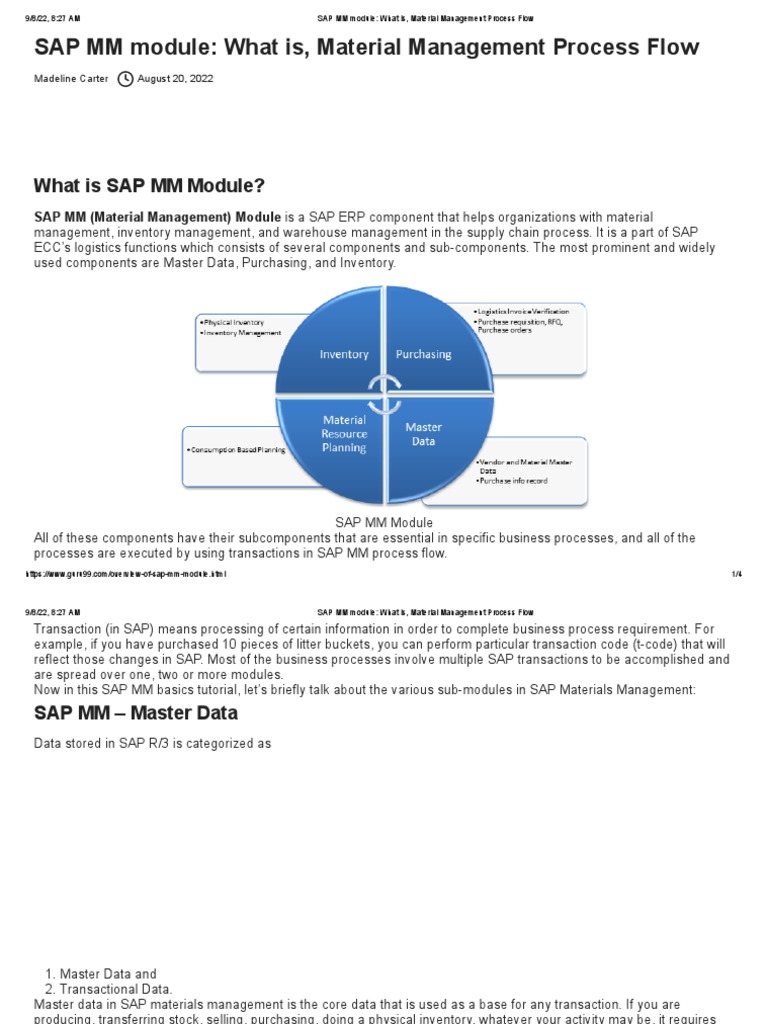 1 SAP MM Module - What Is, Material Management Process Flow | PDF ...