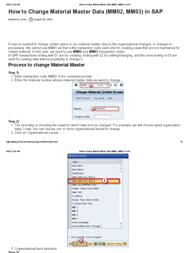 4 How To Change Material Master Data (MM02, MM03) in SAP | PDF | Data | Computer Science