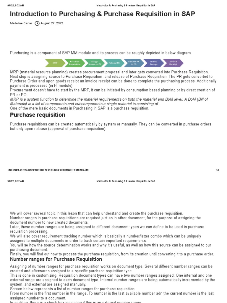 SAP Purchase Requisition Overview | PDF | Information Technology | Business