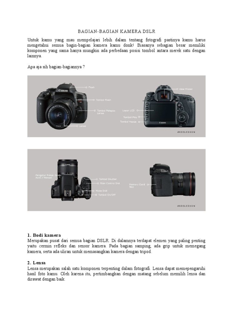 Bagian-Bagian Kamera DLSR | PDF