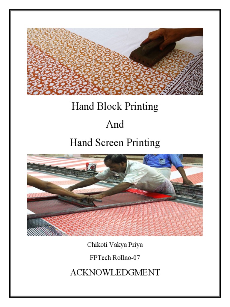 Hand Block and Screen Printing Techniques | PDF | Textiles | Dyeing