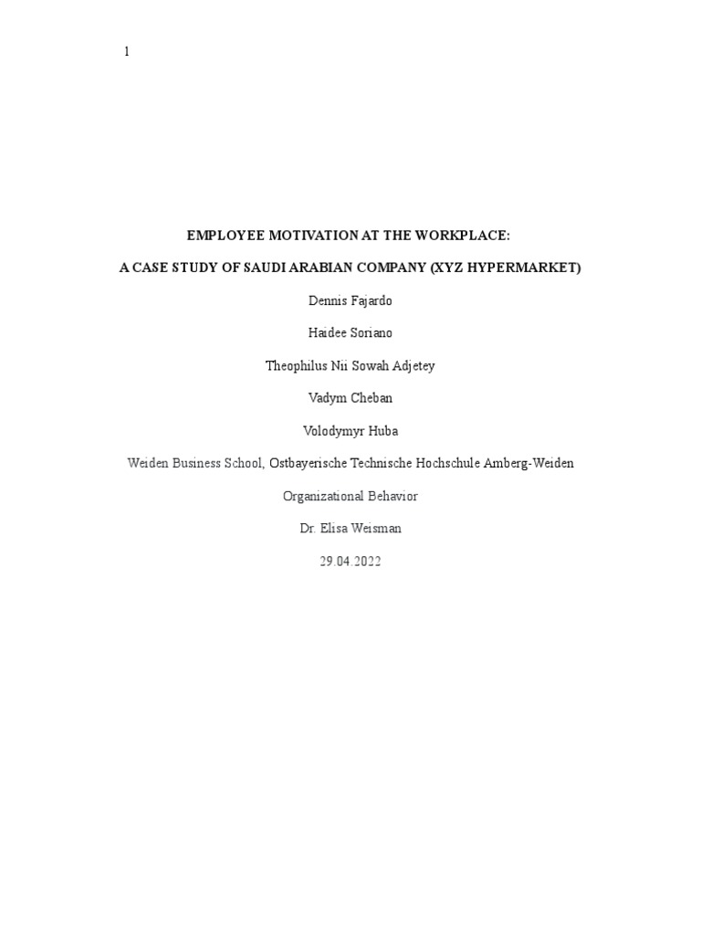 Case Study - Motivation | PDF | Motivation | Motivational