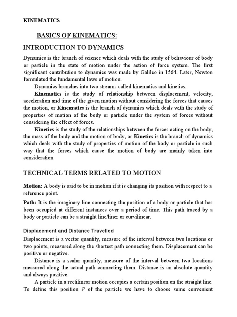 Basics of Kinematics | PDF | Kinematics | Force