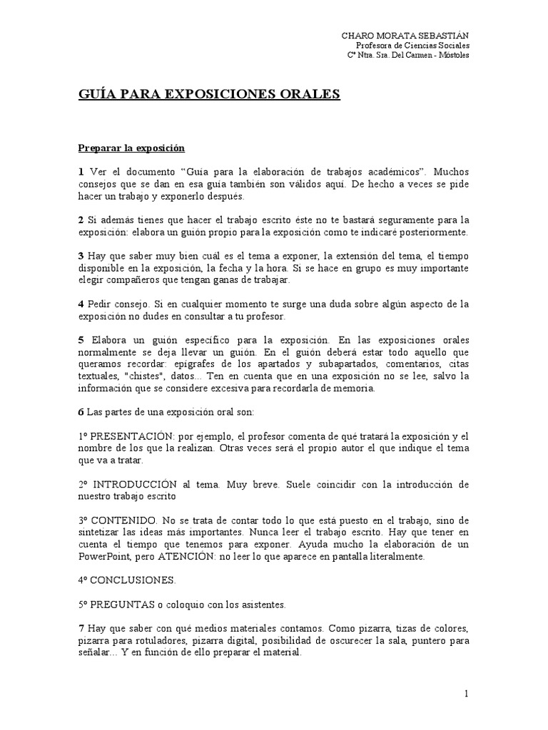 Guía para Exposiciones Orales | PDF
