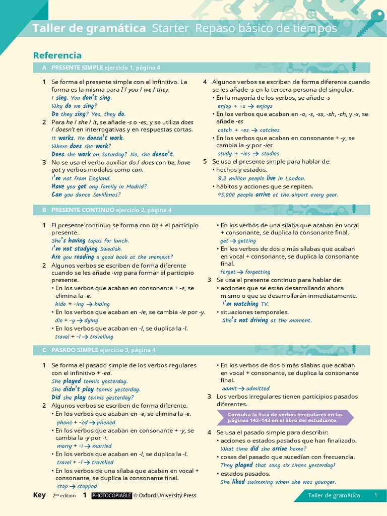 Key2e L1 GrammarReference-Spanish | PDF | Verbo | Vocabulario