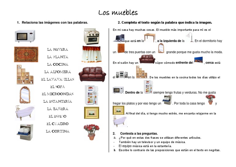 Hoja de Trabajo - Los Muebles | PDF