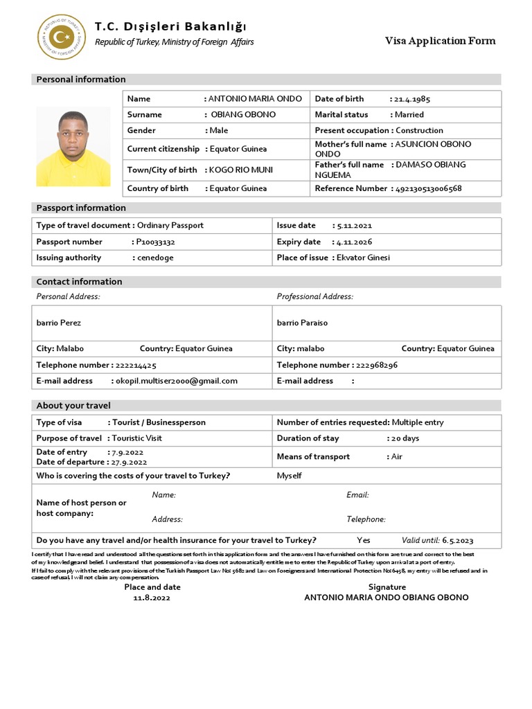 Visa Application Form | Download Free PDF | Travel Visa | Passport