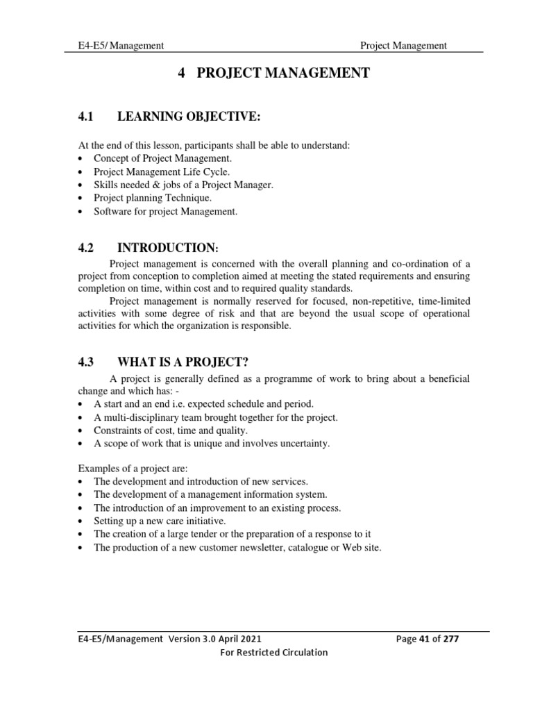 E4-E5 - Text - Chapter 4. PROJECT MANAGEMENT | PDF | Project Management | Business