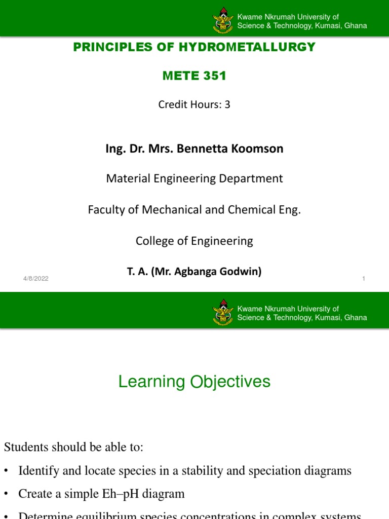 Hydrometallurgy: Stability Diagrams Guide | PDF | Chemistry | Process Engineering