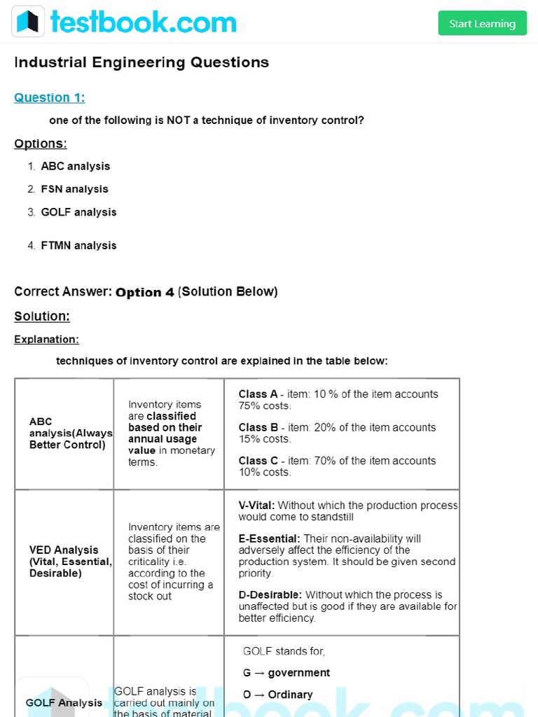 Industrial Engineering MCQ | PDF