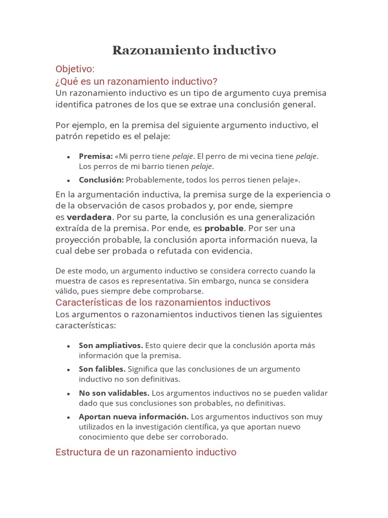 Objetivo: ¿Qué Es Un Razonamiento Inductivo? | PDF | Razonamiento inductivo | Argumento