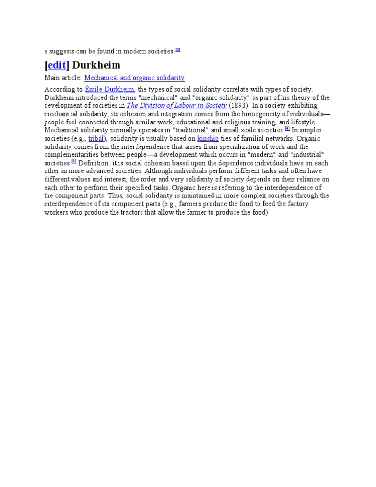 Durkheim's Mechanical vs. Organic Solidarity | PDF | Social Science ...