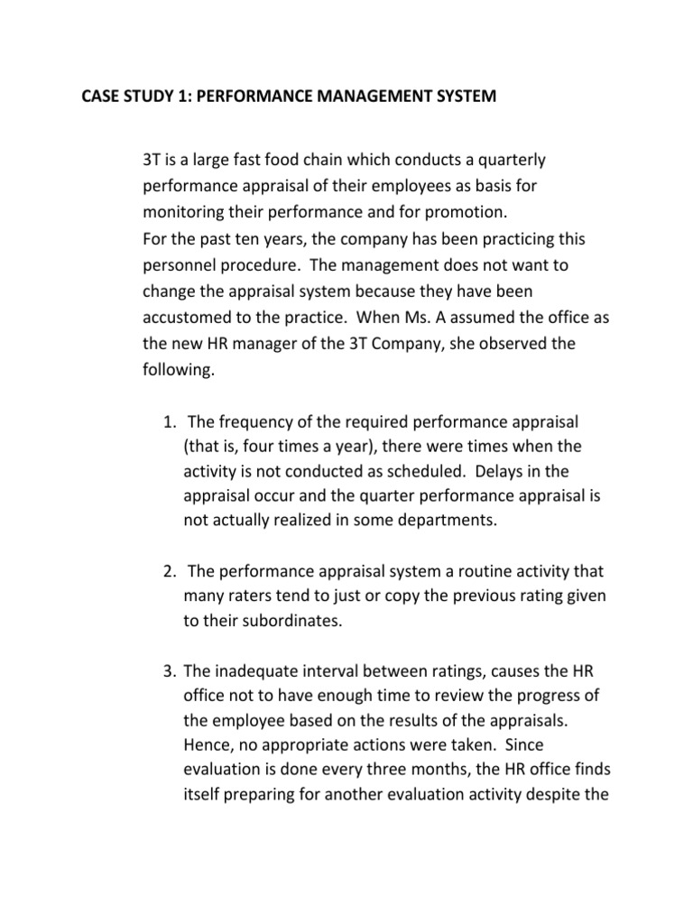 Case Study 3T FAST FOOD CHAIN | PDF | Performance Appraisal | Applied ...