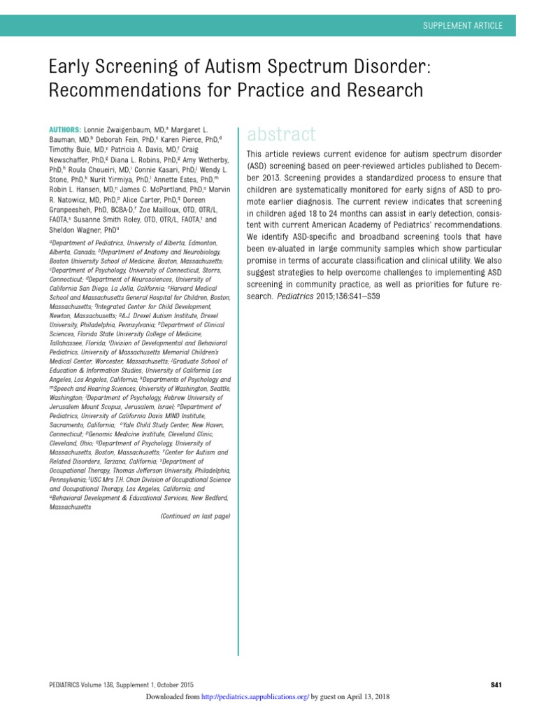Recommended Autism Screening | PDF | Autism Spectrum | Screening (Medicine)