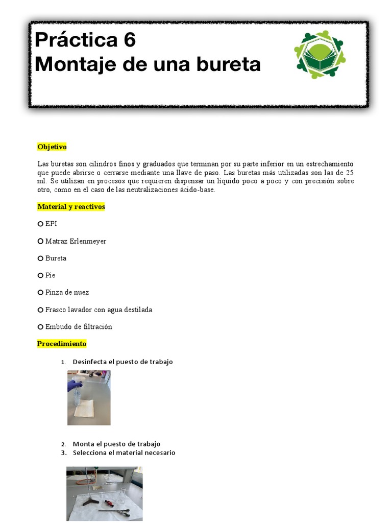 Práctica 6. Montaje de Bureta | PDF