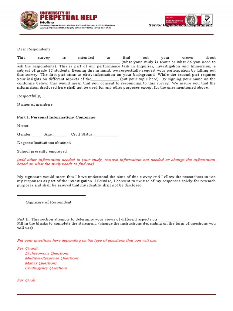 Template For Revised Questionnaire | PDF | Educational Technology | Learning