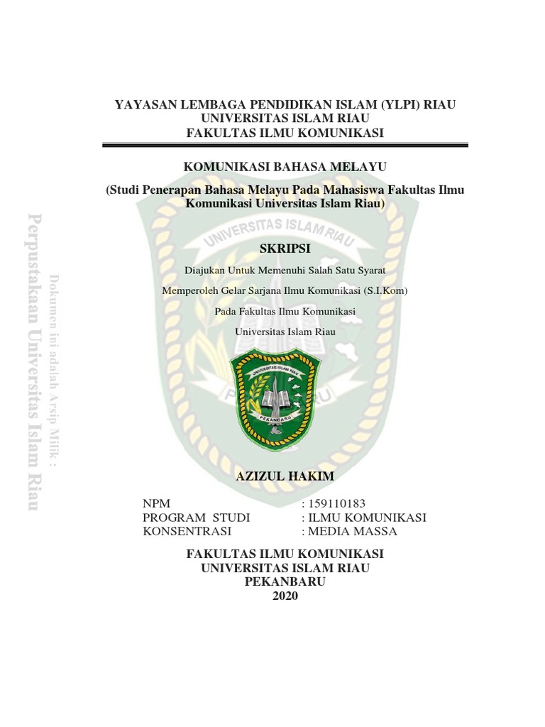 Contoh Skripsi Di Uir | PDF | Karier & Perkembangan | Kajian Bahasa Asing