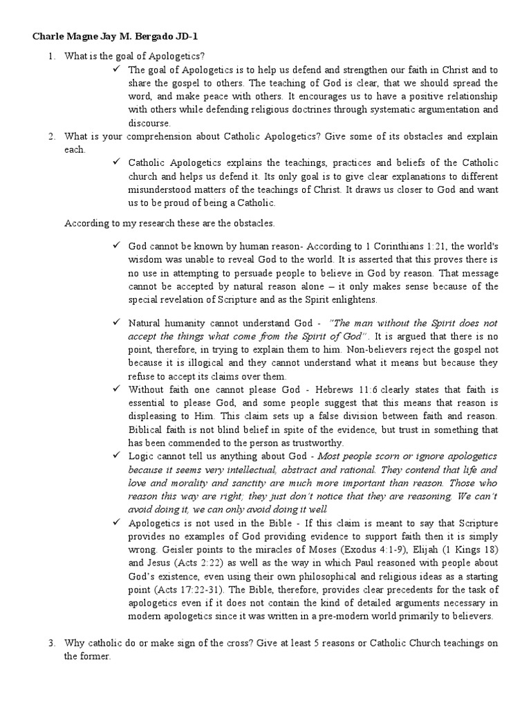 Defending and Explaining Key Catholic Apologetic Concepts | PDF | Faith ...
