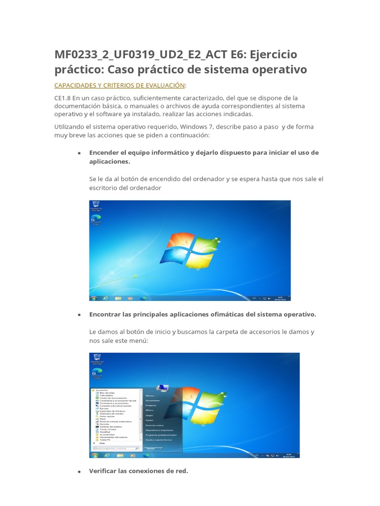 MF0233 - 2 - UF0319 - UD2 - E2 - ACT E6 Ejercicio Práctico Caso Práctico de Sistema Operativo | PDF