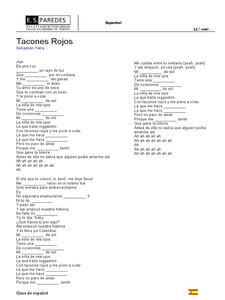 Canción Ficha Tacones Rojos | PDF