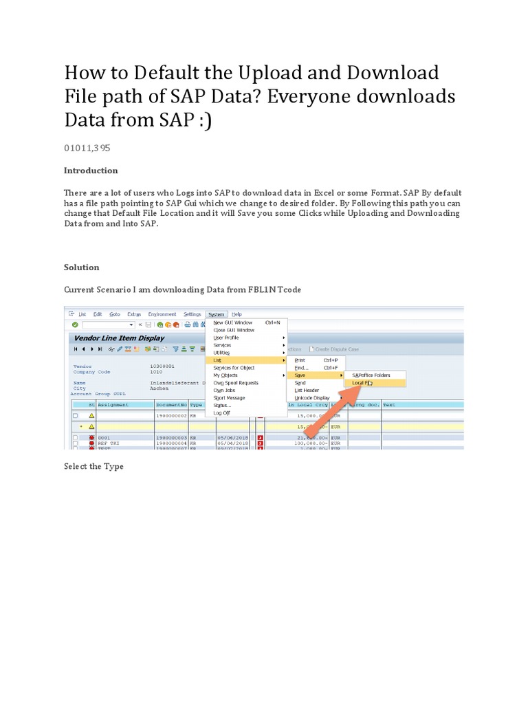 How To Default The Upload and Download File Path of SAP | PDF