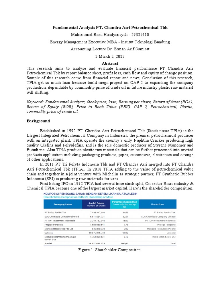 Accountant TPIA Analysis Muhammad Reza Handyansyah | PDF | Equity (Finance) | Petrochemical