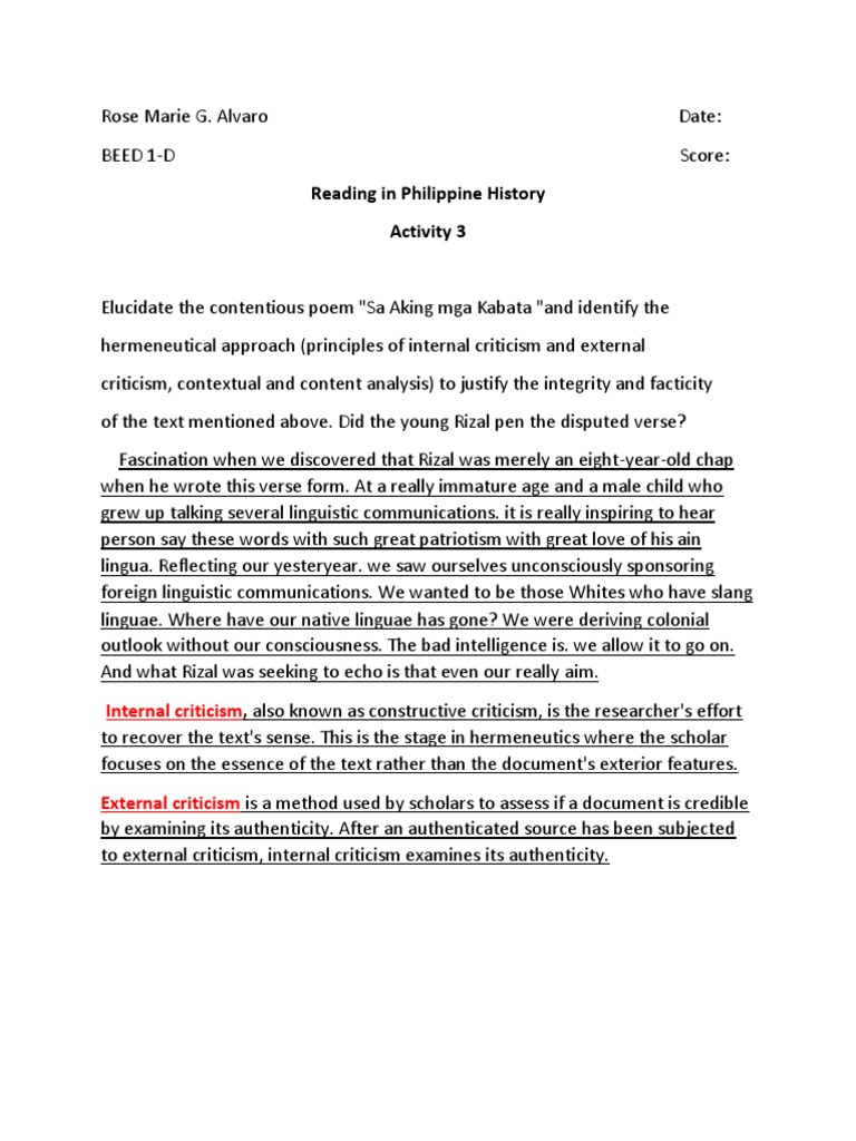 Activity 3 (Reading in Philippine History) | PDF | Classics | General ...
