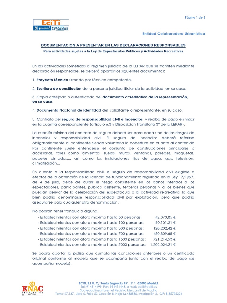 Documentación A Presentar para DR-LEPAR | PDF | Seguro | Póliza de seguros