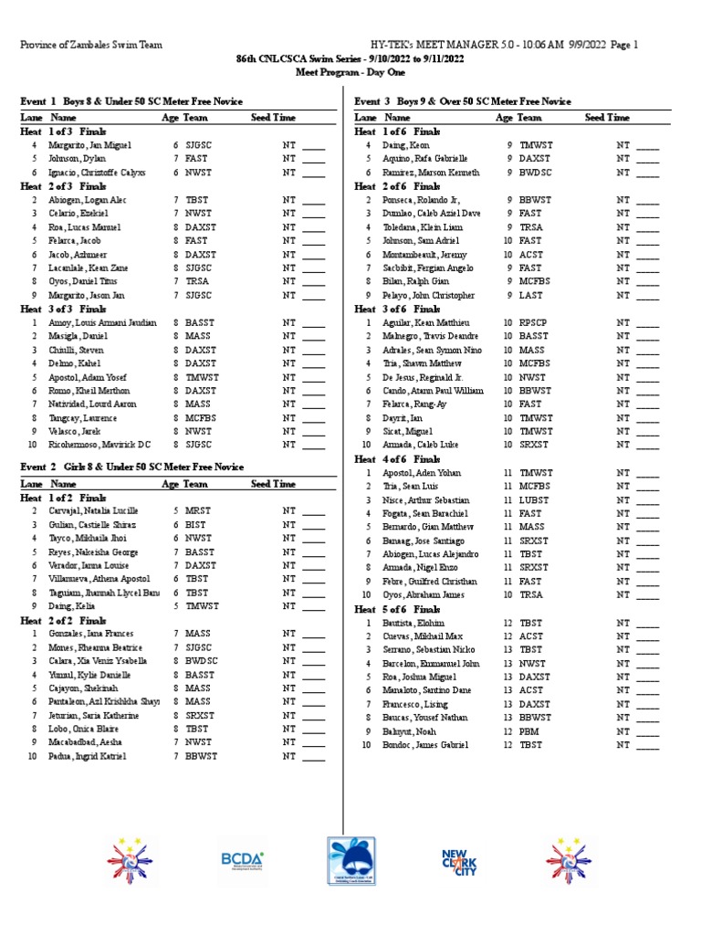86th Series Meet Program Day One | PDF