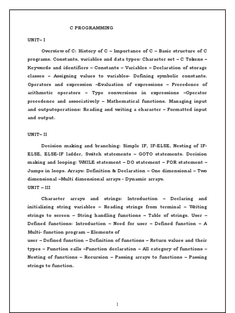 C Programming Full Pdf Subroutine C Programming Language