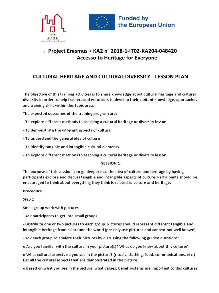 7 - LESSON PLAN CULTURAL HERITAGE AND CULTURAL DIVERSITY - Lesson Plan ...